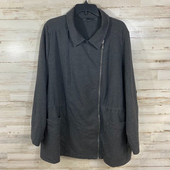 H by Halston | Jackets & Coats | H By Halston Dark Gray Asymmetrical ...